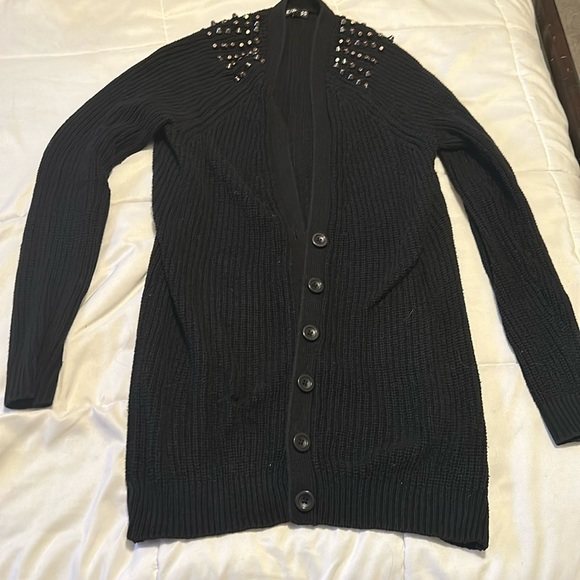 Express | Sweaters | Black Cardigan With Jeweled Spikes | Poshmark